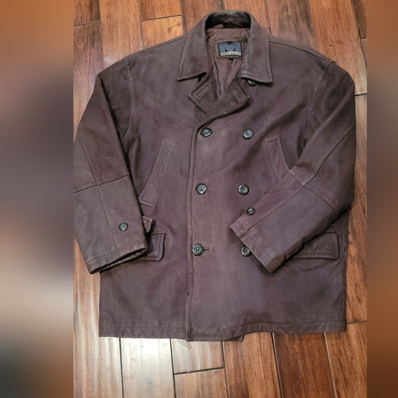 mirage | Jackets & Coats | Mensvintage Brown Leather Pea Coat | Poshmark